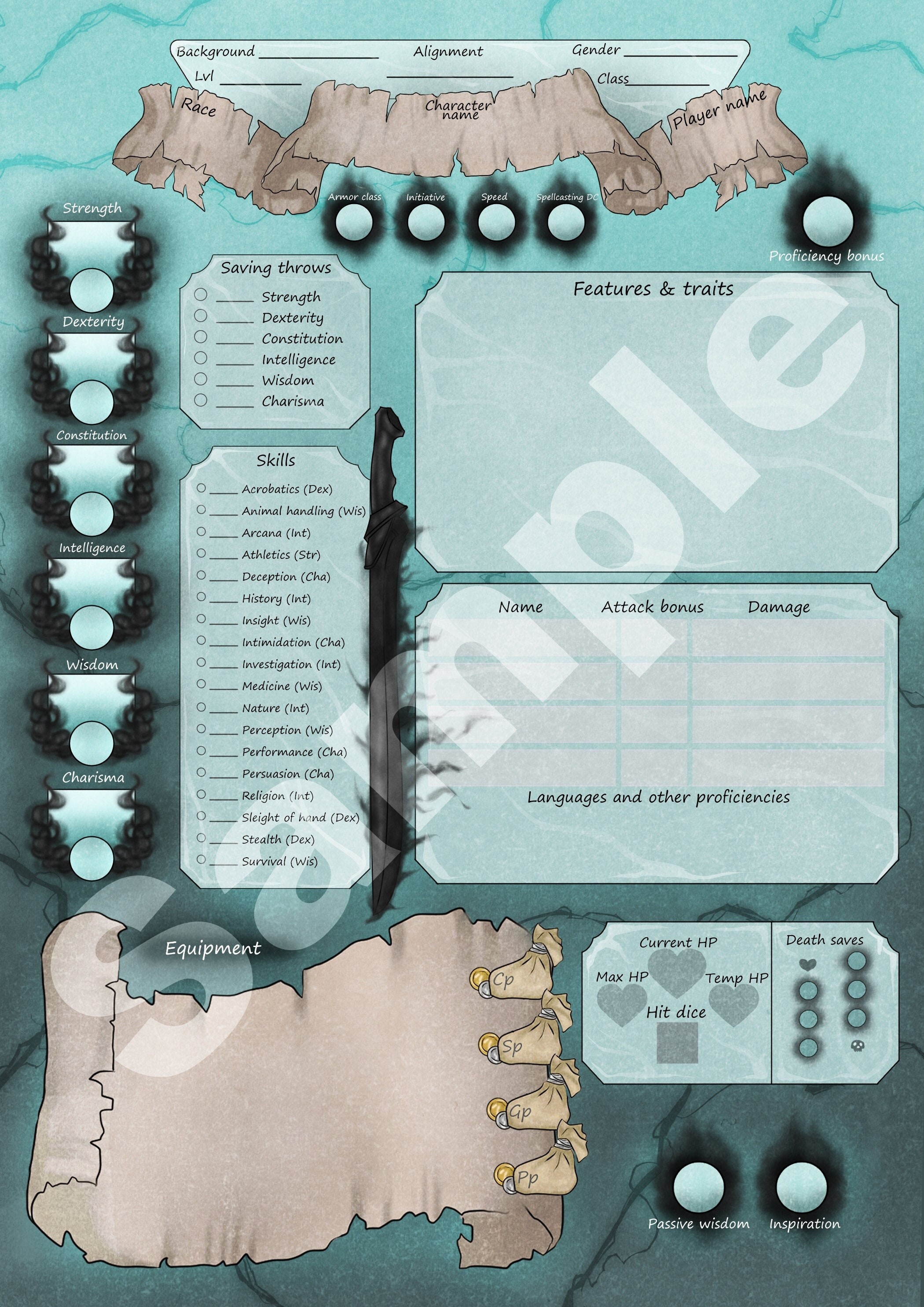 Hexblade Warlock Character Sheet D D 5e Etsy Singapore