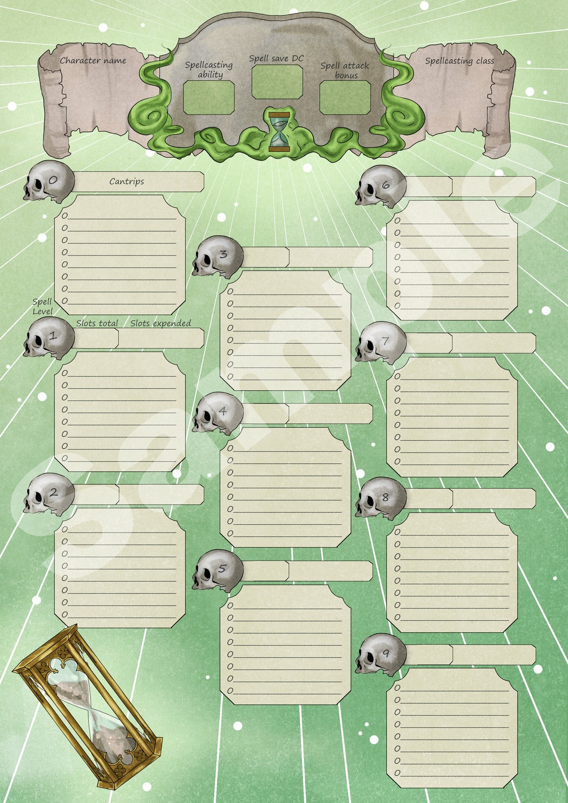 Ghostly Green Character Sheet D&D 5e - Etsy