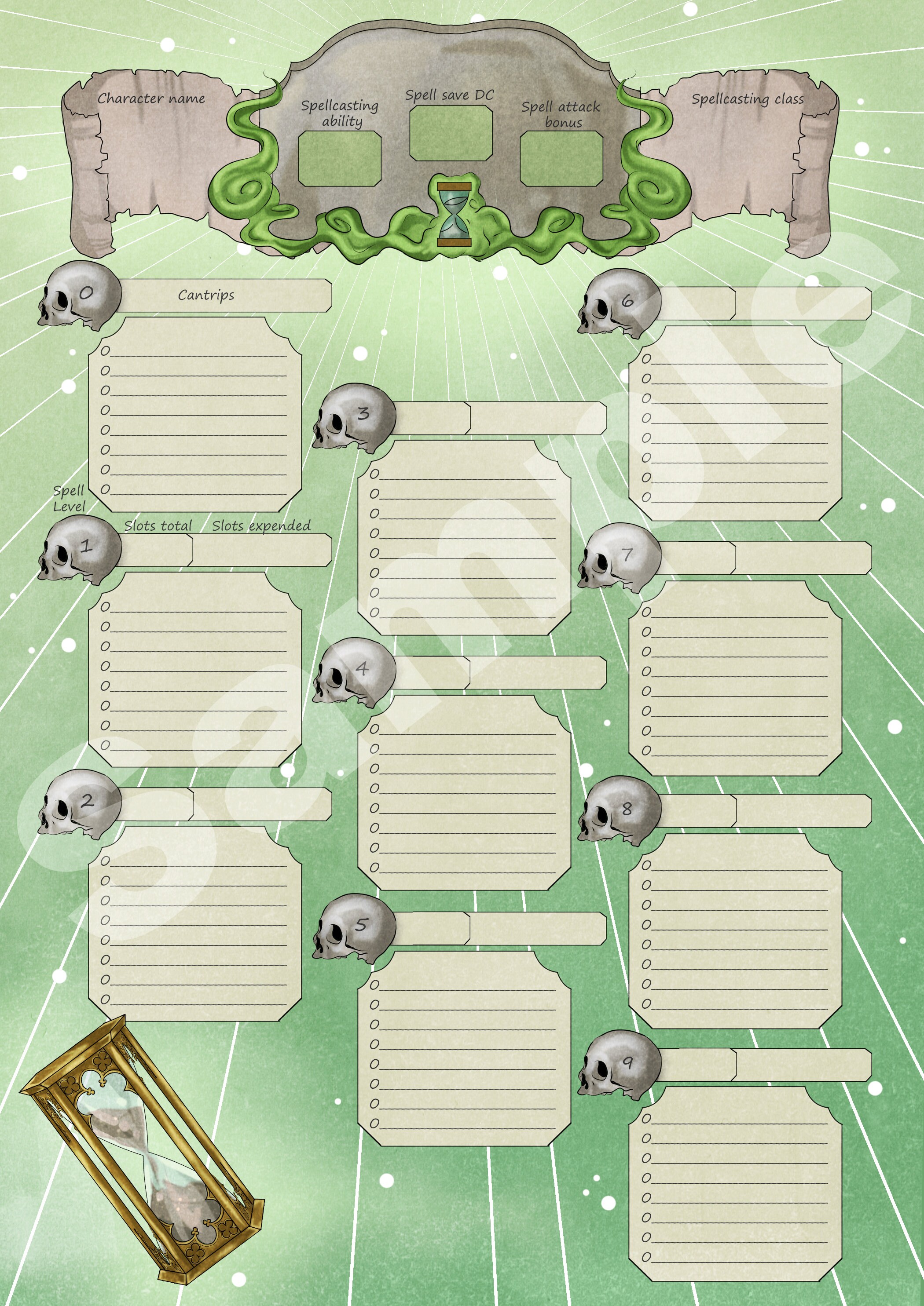 Ghostly Green Character Sheet D&D 5e - Etsy