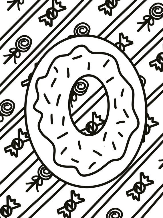 Sweet Donut Coloring Page | Etsy