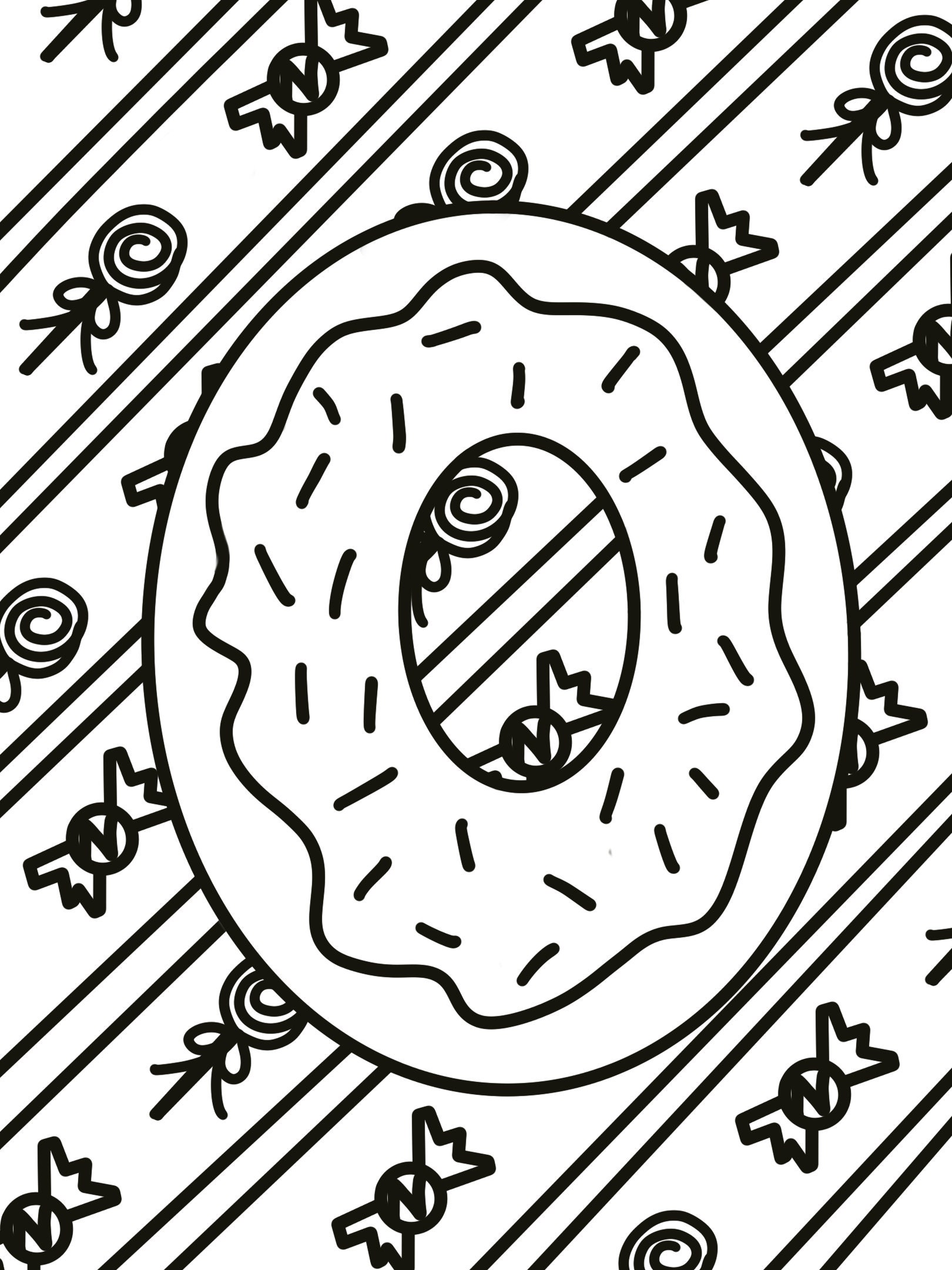 Sweet Donut Coloring Page - Etsy