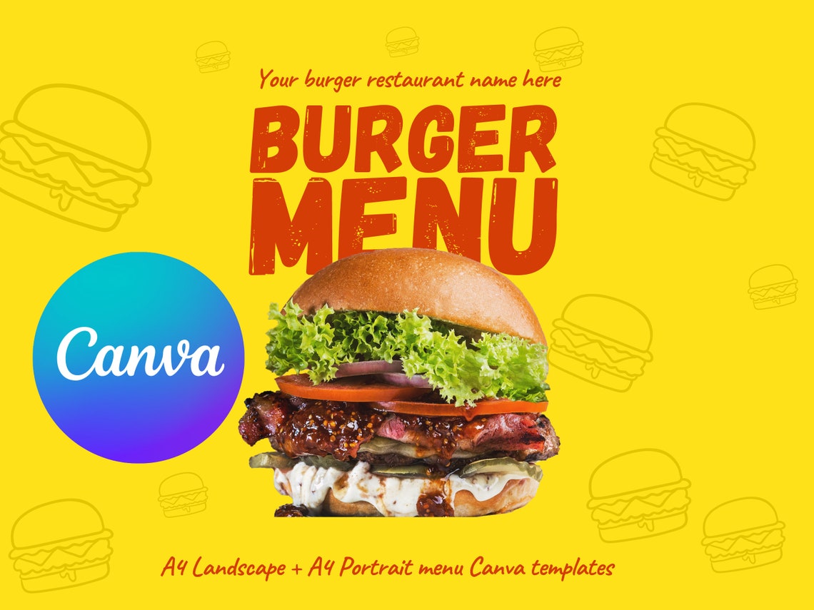 Burger Menu Template in Canva, Restaurant, Food - Etsy