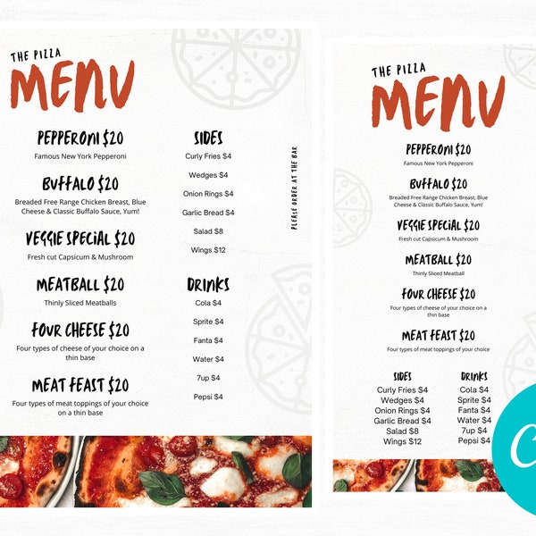 Canva Food Menu Template - Etsy