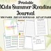 Printable Kids Summer Reading Journal Log Book Tracker Book Review ...