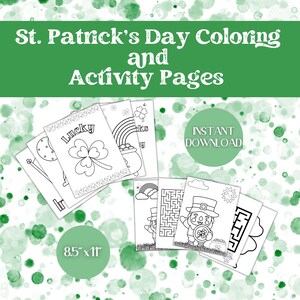 10 St. Patricks Day Coloring and Activity Pages for Kids 8.5" X 11 ...