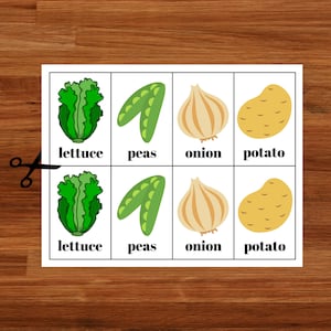 Memory Card Game for Preschool/kindergarten Matching Veggies Homeschool ...