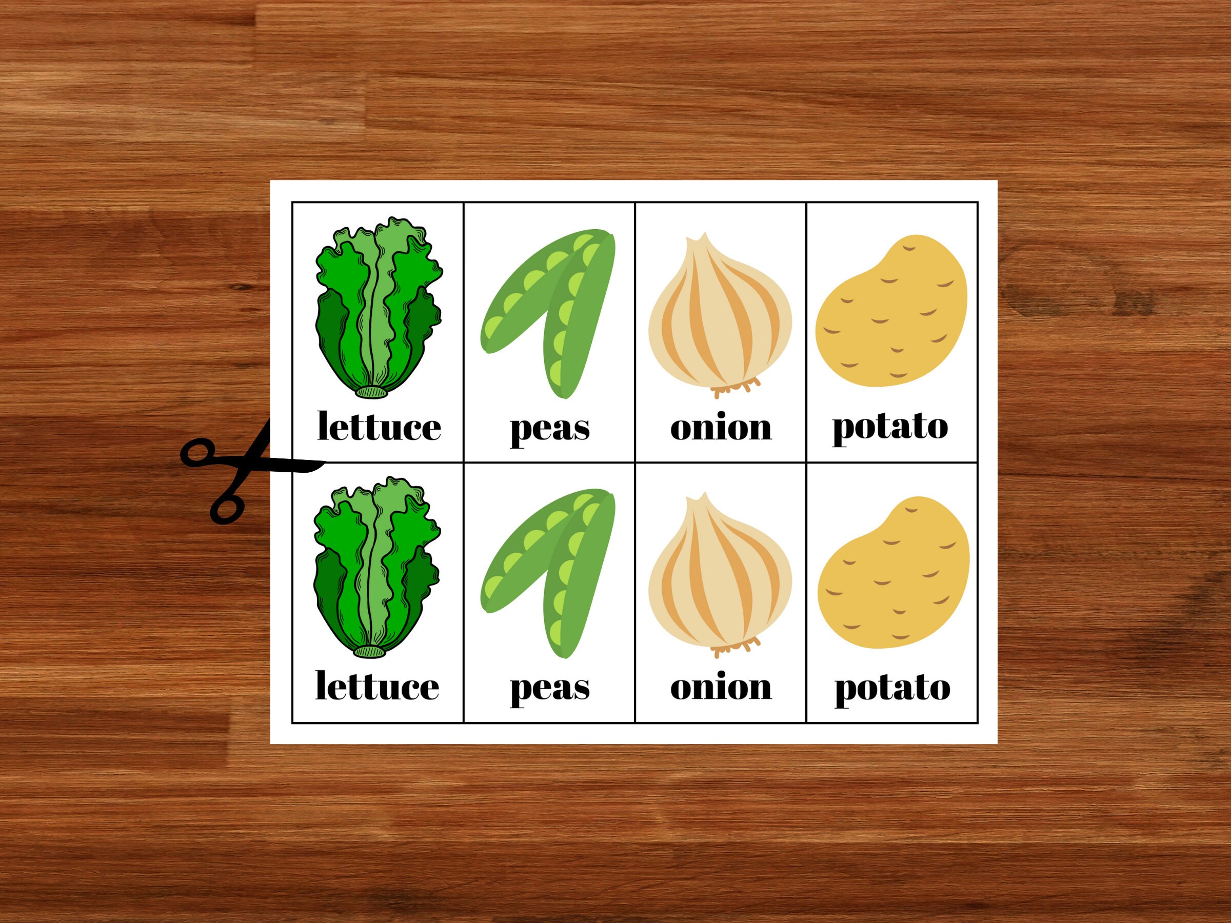 Memory Card Game for Preschool/kindergarten Matching Veggies Homeschool ...