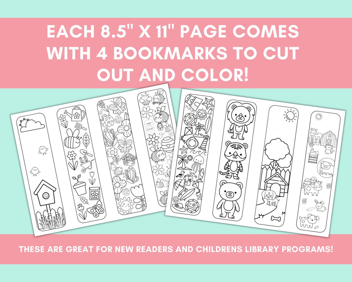 20 Printable Bookmarks for Kids to Color Library Activity for Kids ...