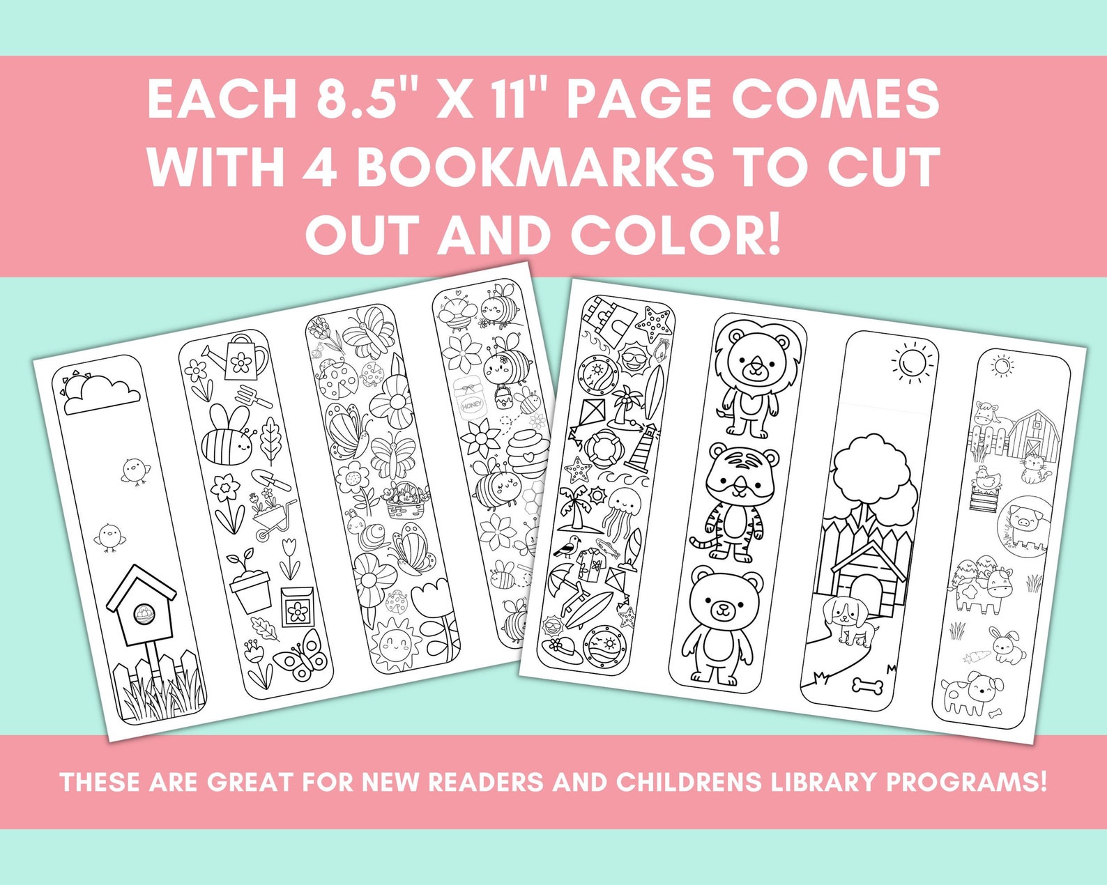 20 Printable Bookmarks for Kids to Color Library Activity for Kids ...