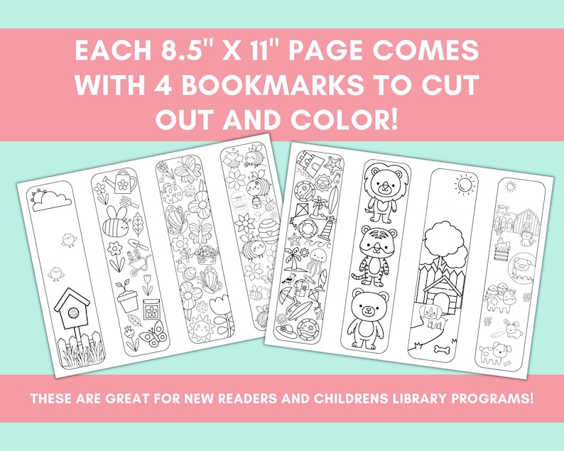 20 Printable Bookmarks for Kids to Color Library Activity for Kids ...