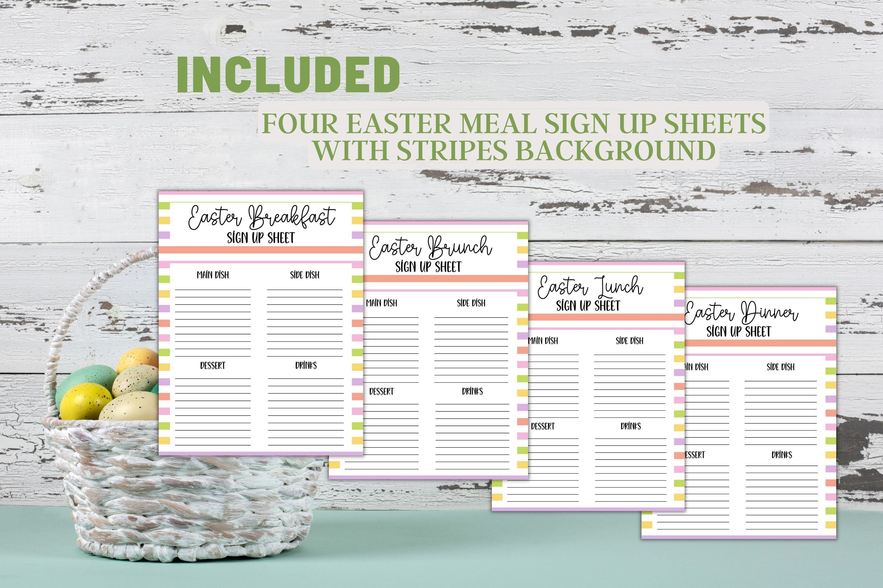 Easter Sign-up Sheets 10 Printable Pdfs Digital Download Easter Meals ...