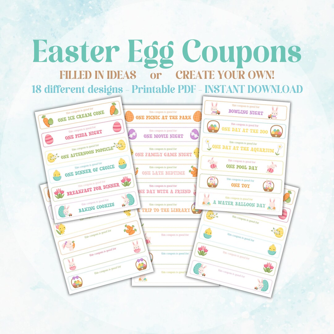 Printable Easter Egg Coupons for Easter Egg Fillers Egg Hunt Reward ...