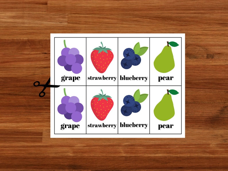 Printable Memory Matching Card Game for Preschool/kindergarten ...