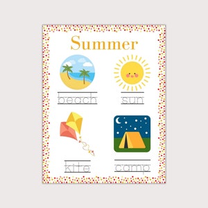 Season-themed Handwriting Tracing Practice Printable Worksheets 8.5"x11 ...