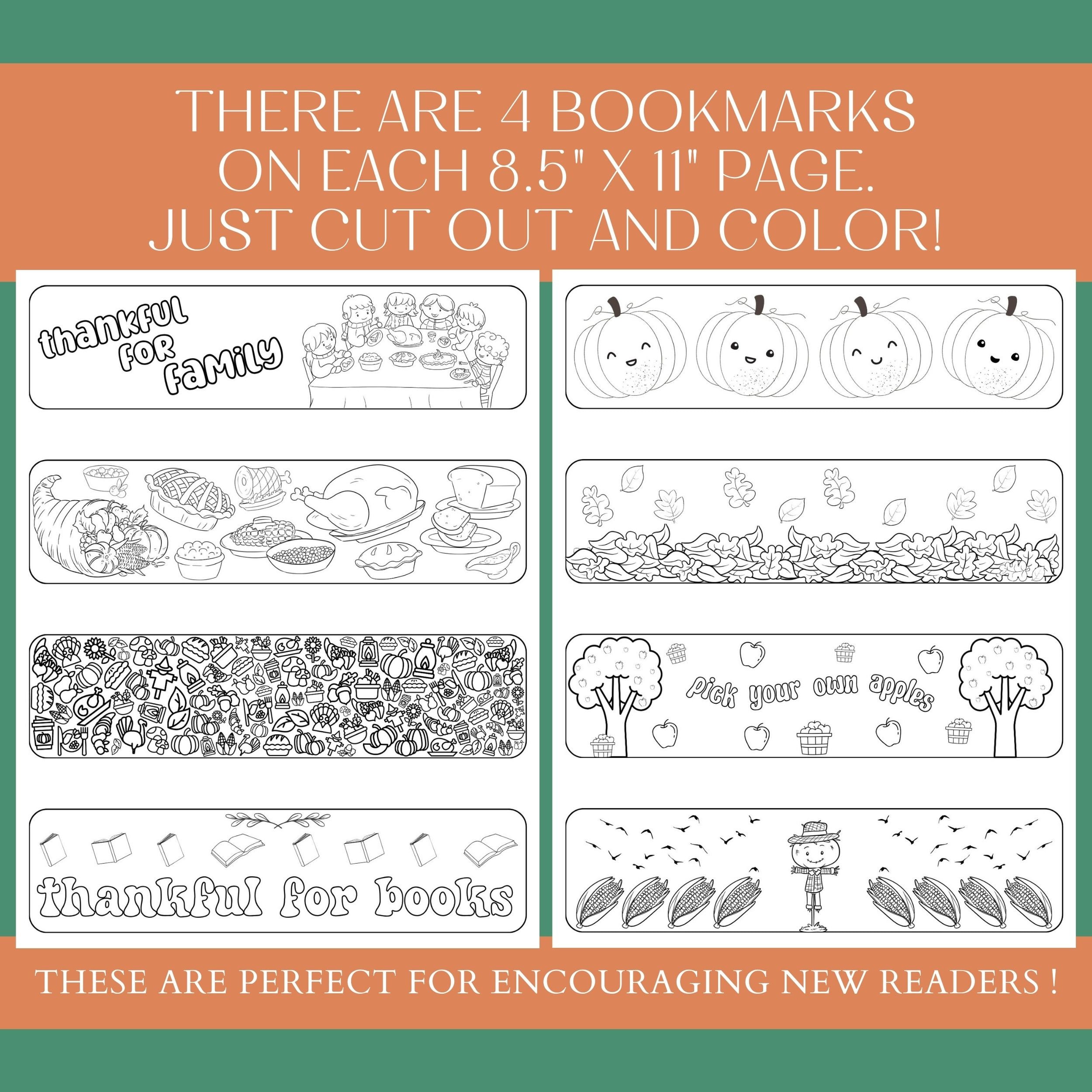Printable Fall Bookmarks to Color Reading Activity for Kids - Etsy