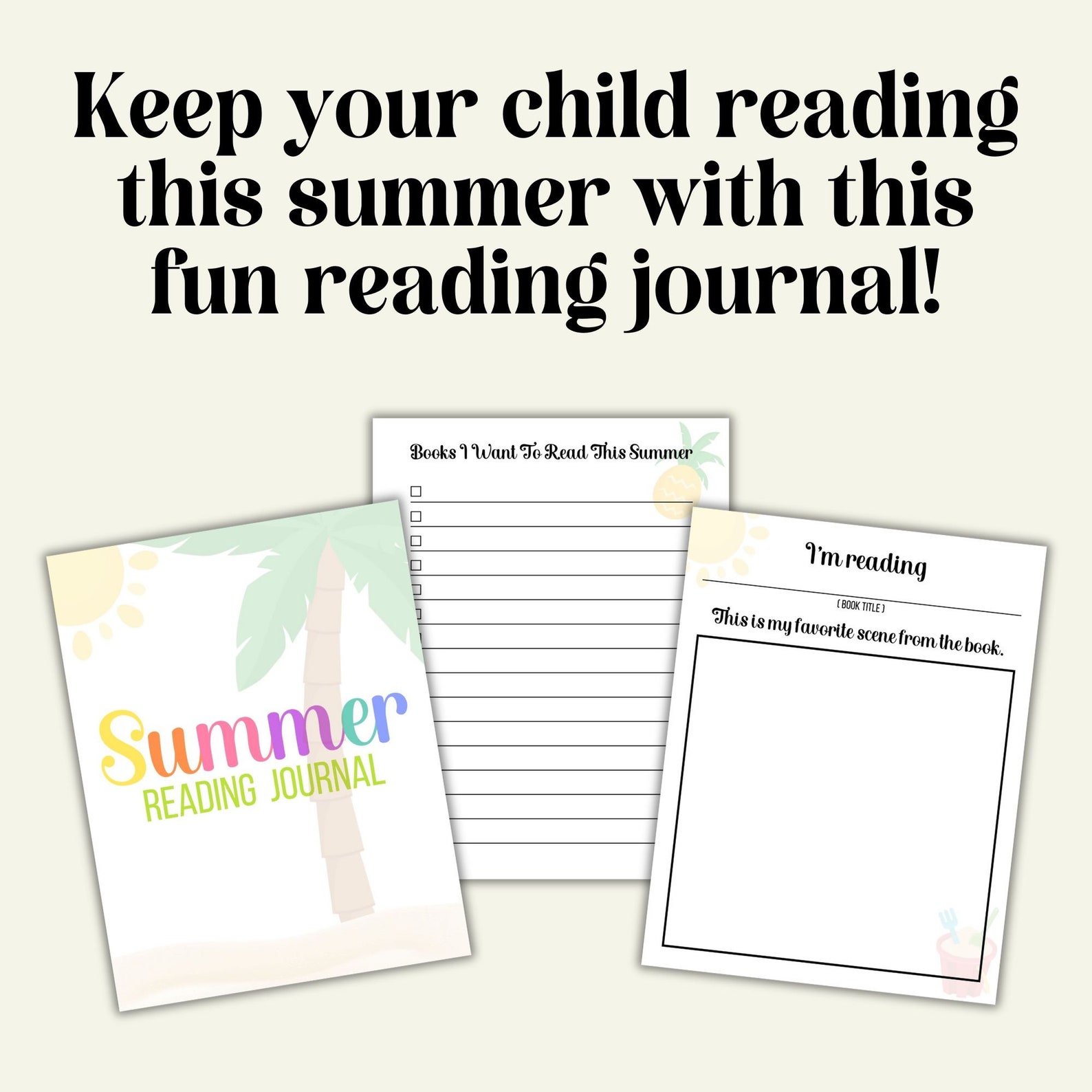 Printable Kids Summer Reading Journal Log Book Tracker Book Review ...