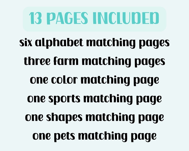 Printable Matching Worksheets for Kids 8.5"x11" Instant Download ...