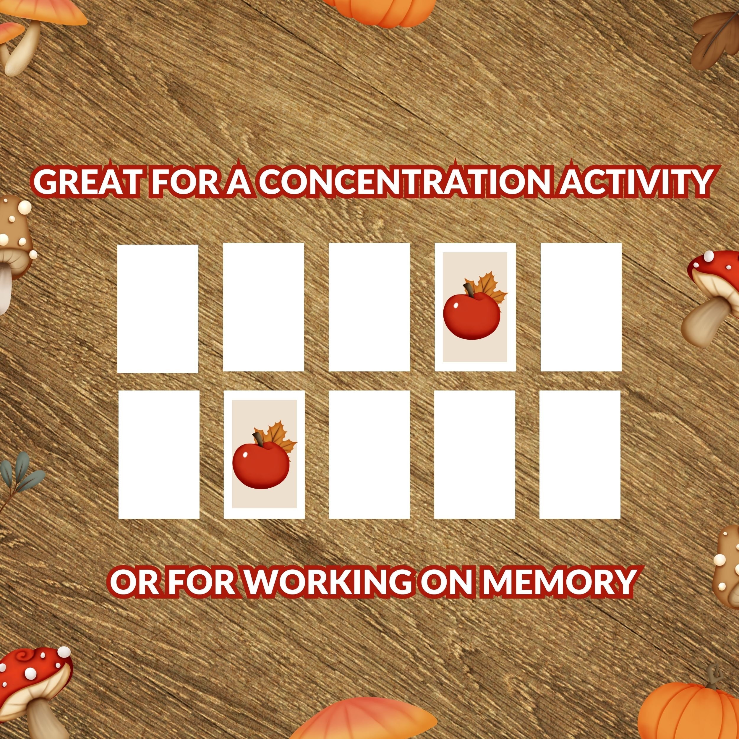 Printable Fall Themed Memory Matching Card Game Game Preschool - Etsy