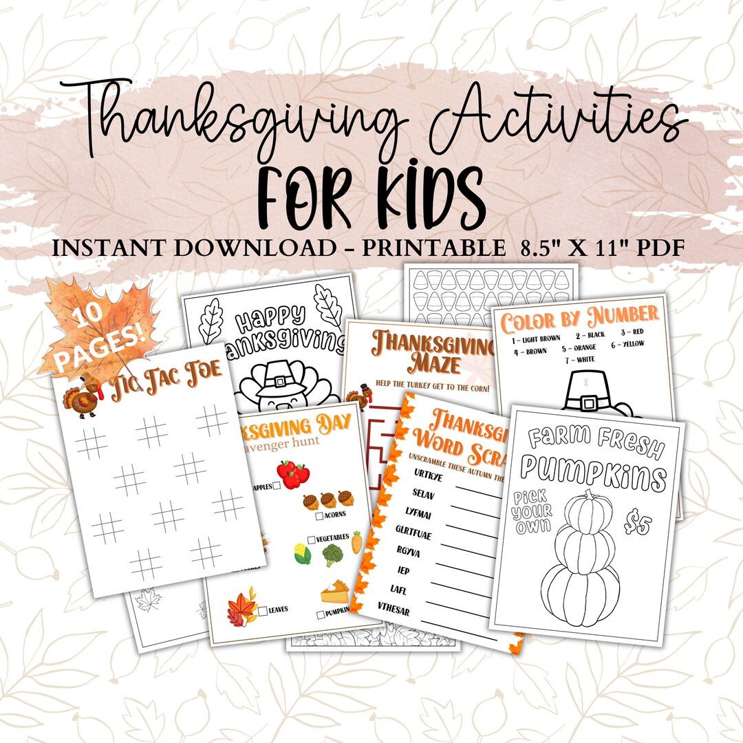 Printable Thanksgiving Activities for Kids Dinner Activities Homeschool ...