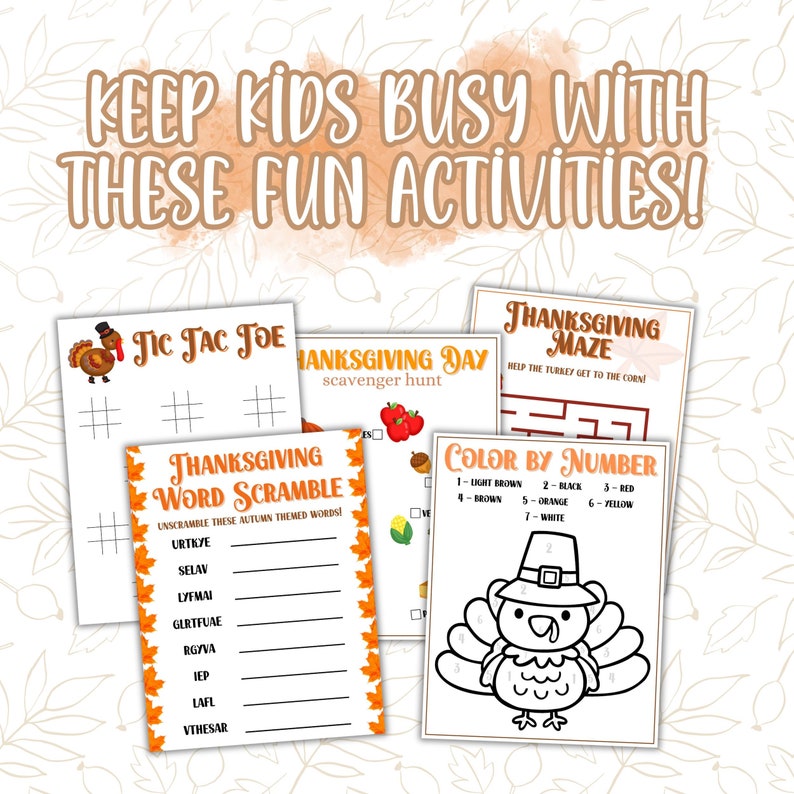 Printable Thanksgiving Activities for Kids Dinner Activities Homeschool ...