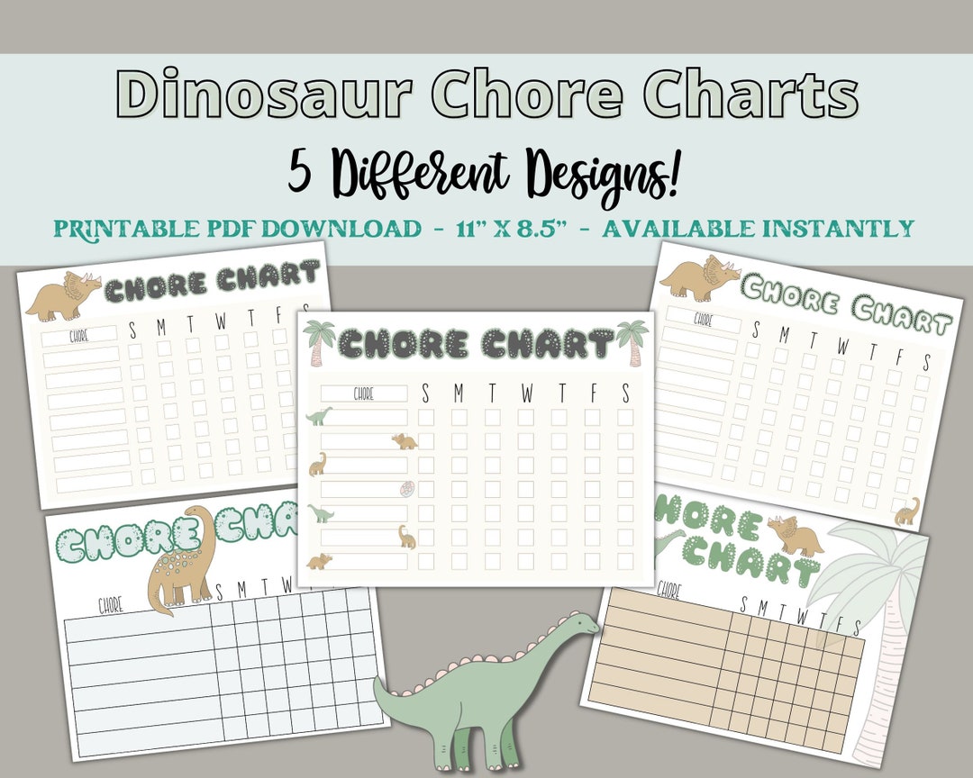 Printable Dinosaur Chore Chart for Kids PDF Chore Tracker - Etsy Australia