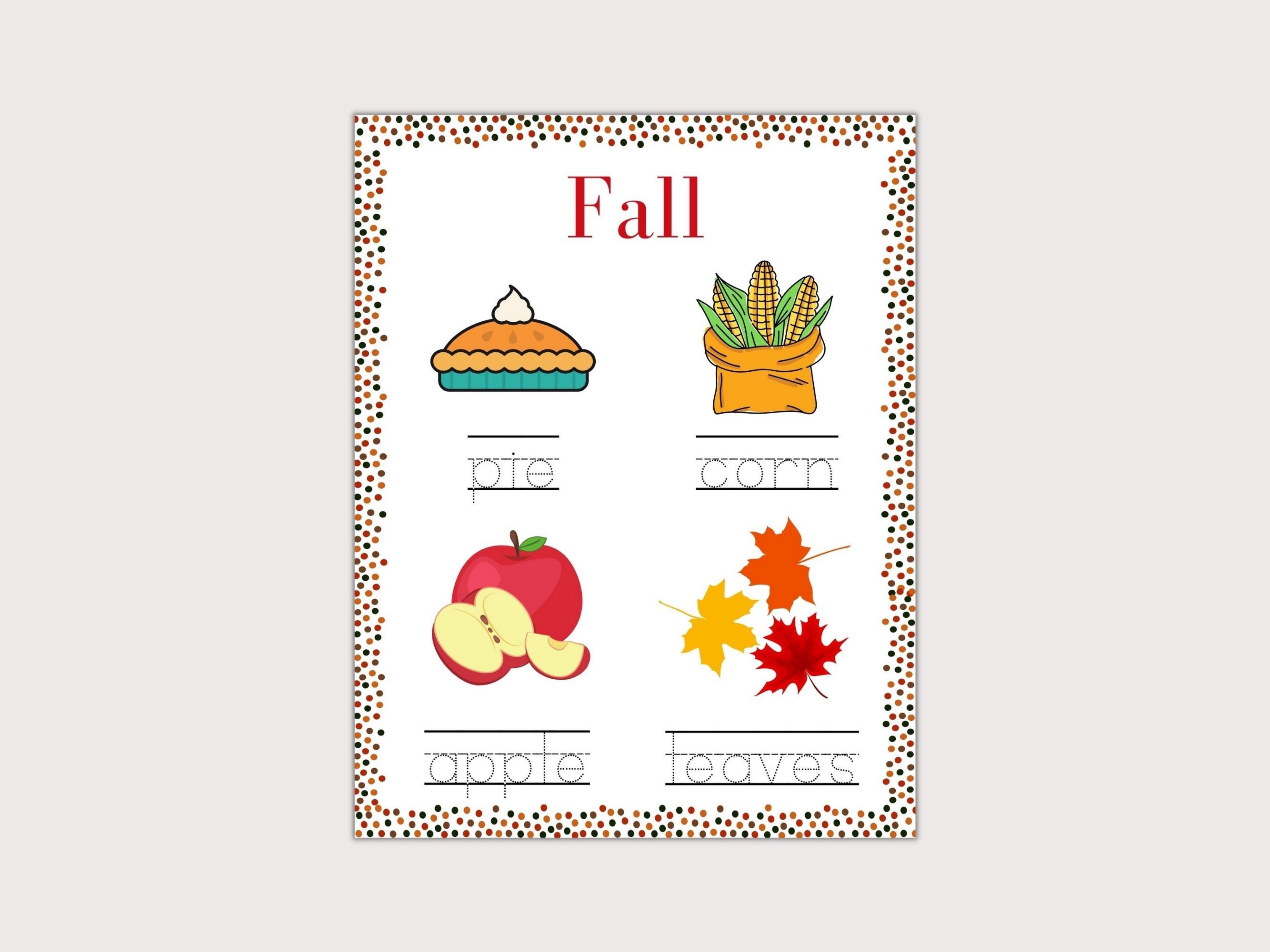 Season-themed Handwriting Tracing Practice Printable Worksheets 8.5x11 ...