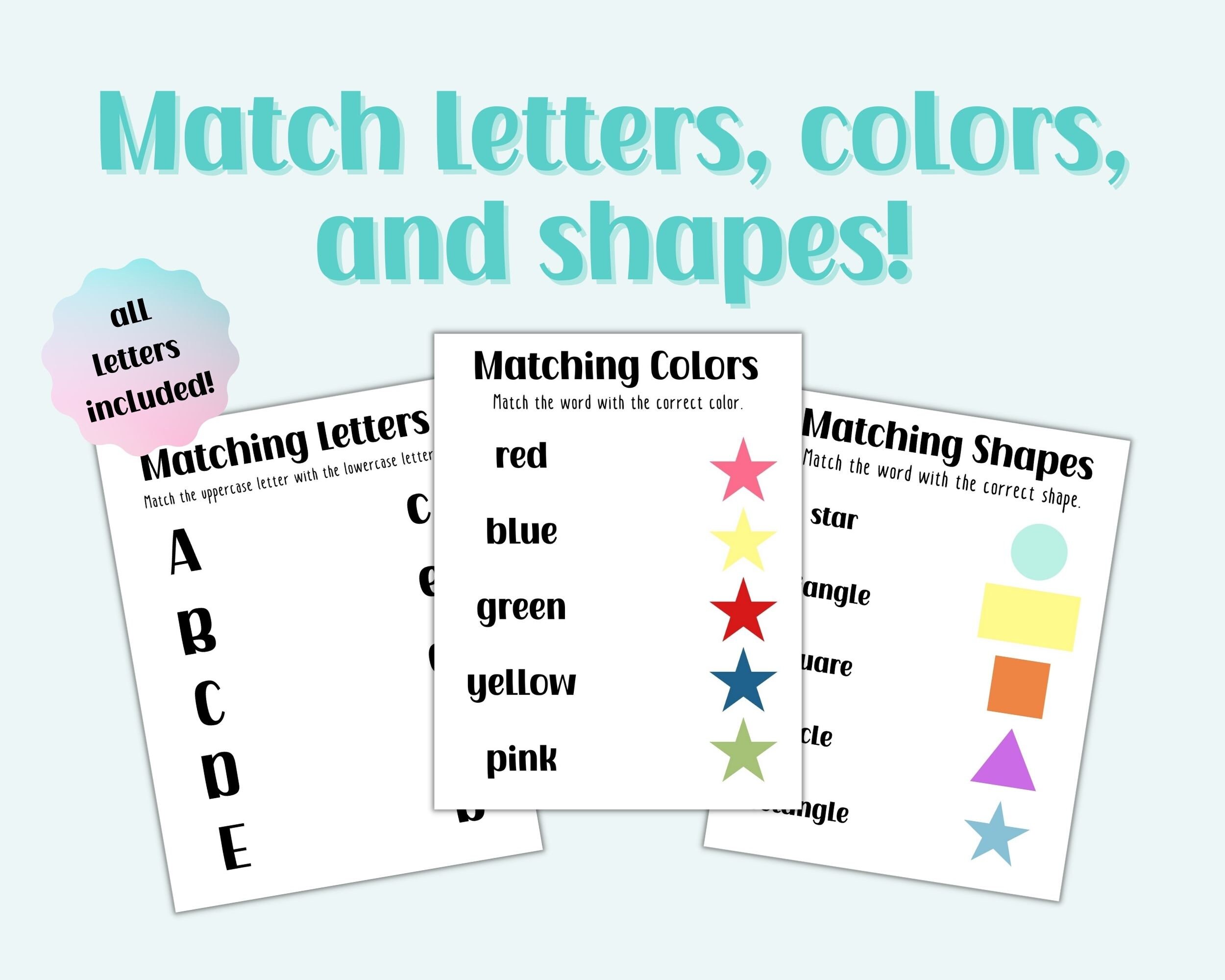 Printable Matching Worksheets for Kids 8.5"x11" Instant Download ...