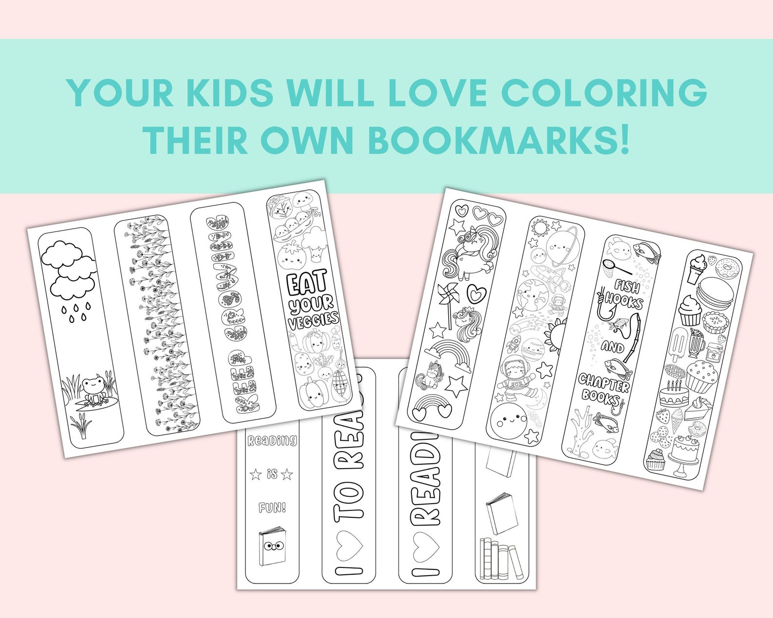 20 Printable Bookmarks for Kids to Color Library Activity for Kids ...