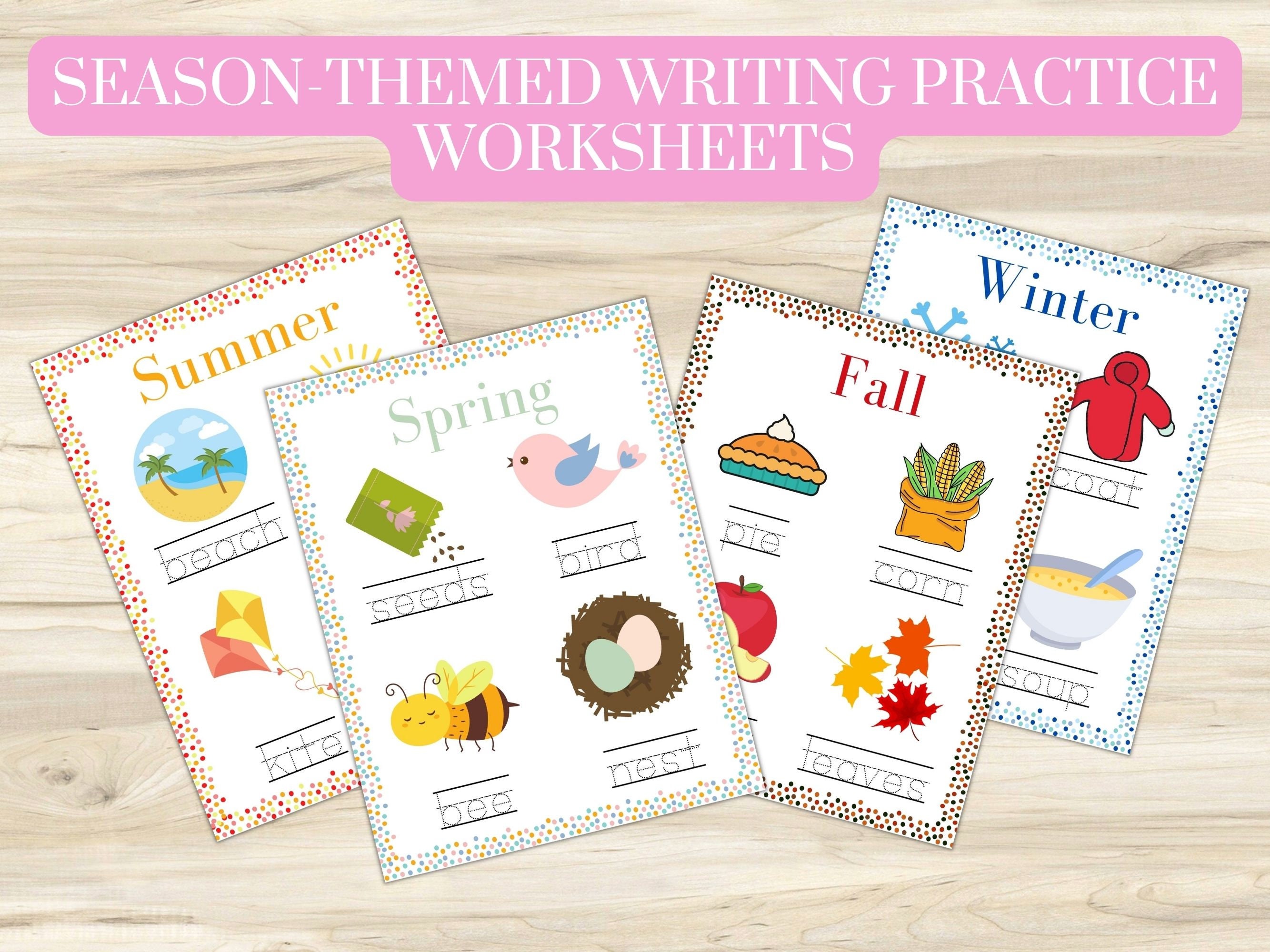 Season-themed Handwriting Tracing Practice Printable - Etsy
