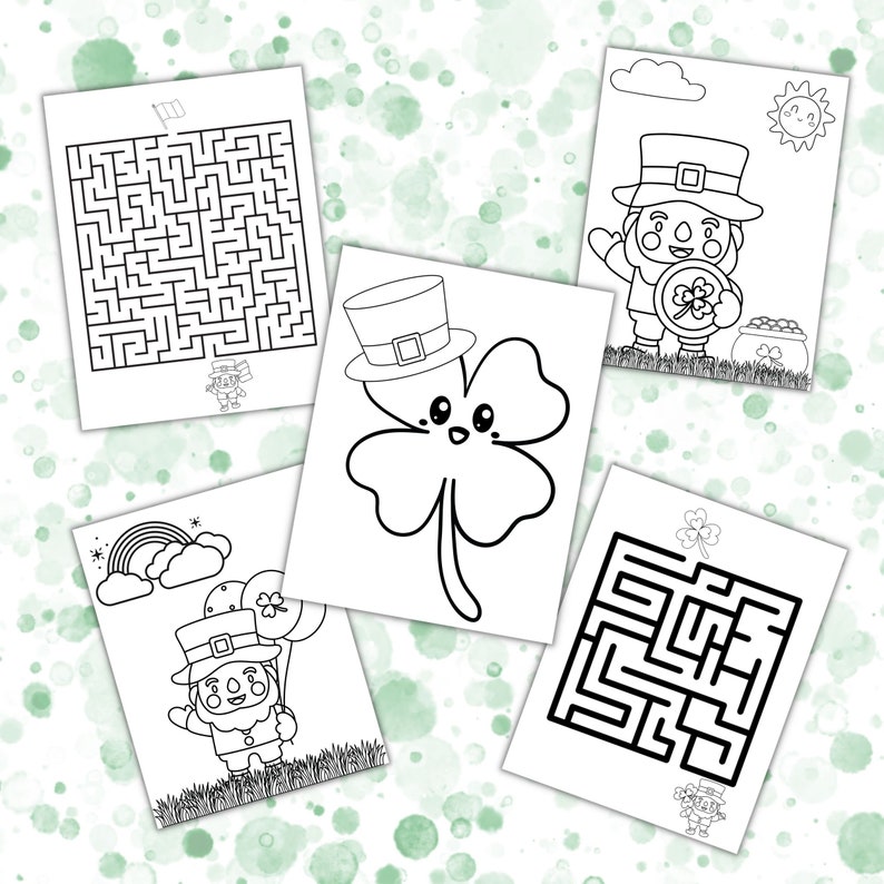 10 St. Patricks Day Coloring and Activity Pages for Kids 8.5" X 11 ...