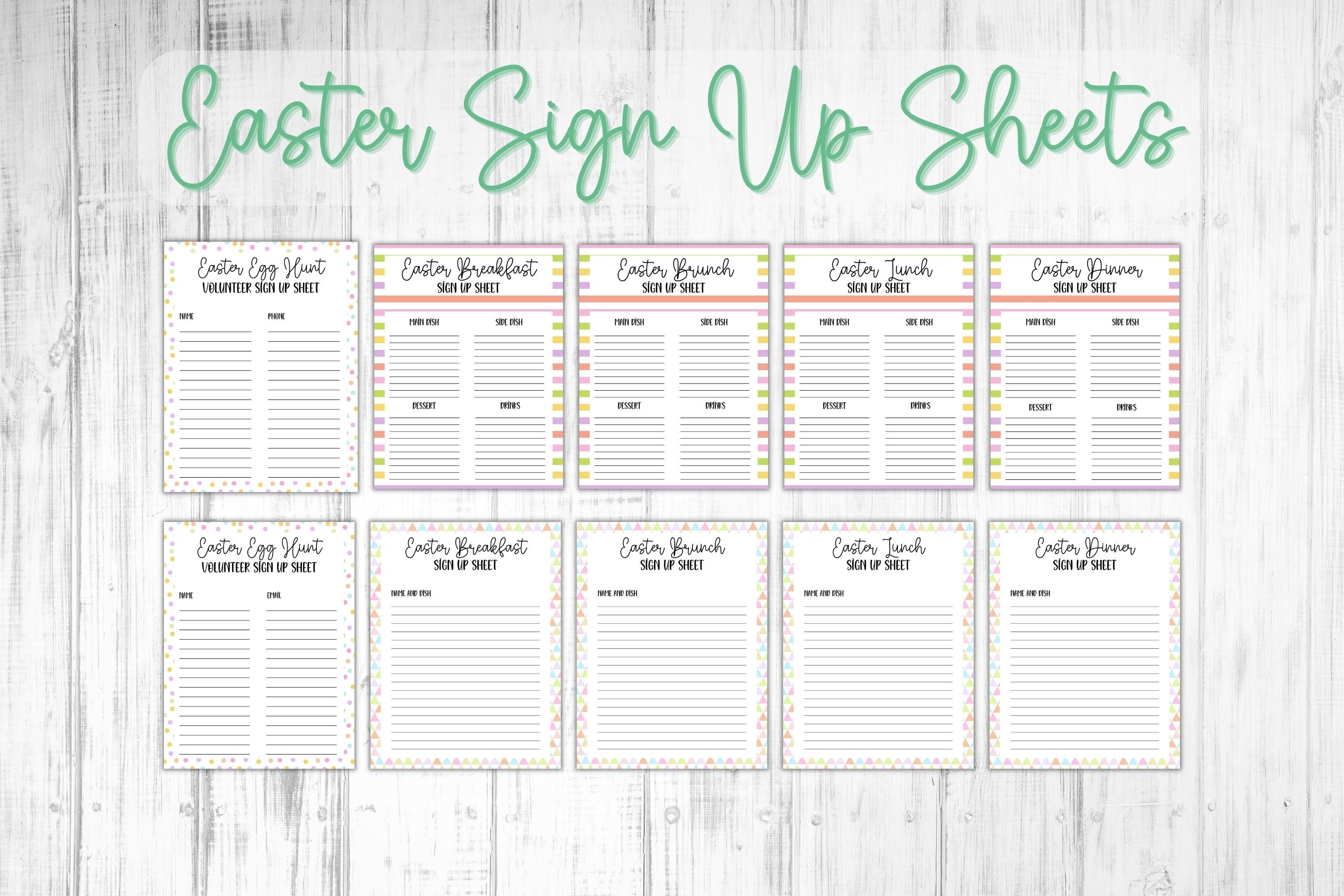 Easter Sign-up Sheets 10 Printable Pdfs Digital Download Easter Meals ...