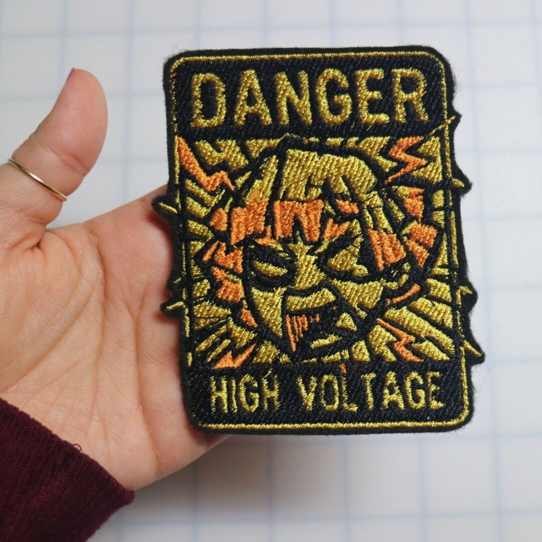 Danger High Voltage Anime Iron-on Embroidery Patch - Etsy