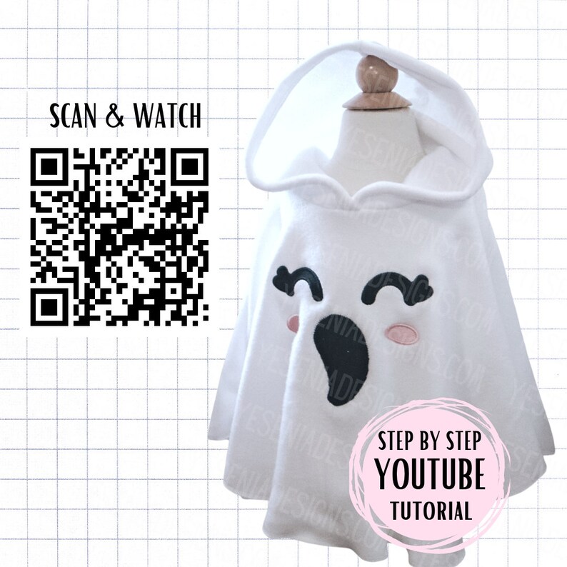 PDF Kids Spooky Surprised Girly Lashes Ghost Poncho Sewing Pattern ...
