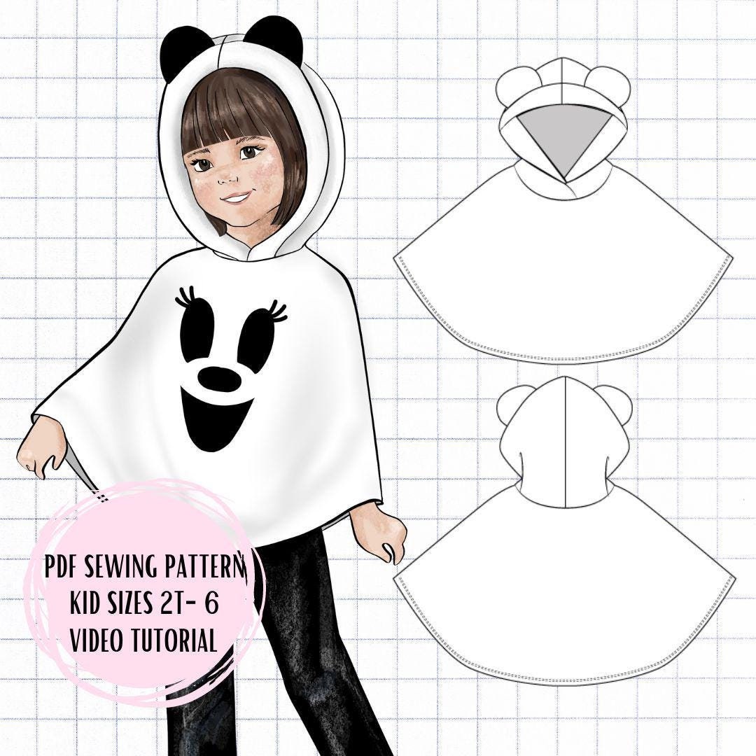 PDF Kids Poncho Sewing Pattern - Halloween Mouse Costume Toddler Sizes ...