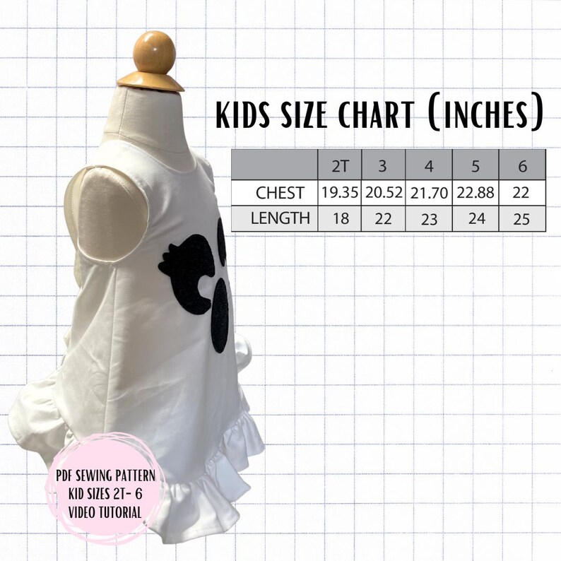PDF Kids Girly Lashes Surprised Ghost Ruffle Apron Sewing Pattern Kids ...