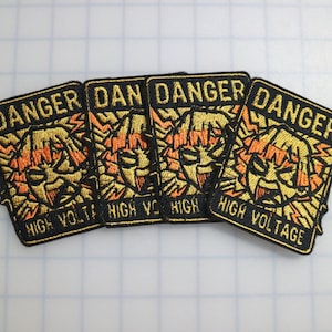 Danger High Voltage Anime Iron-on Embroidery Patch - Etsy