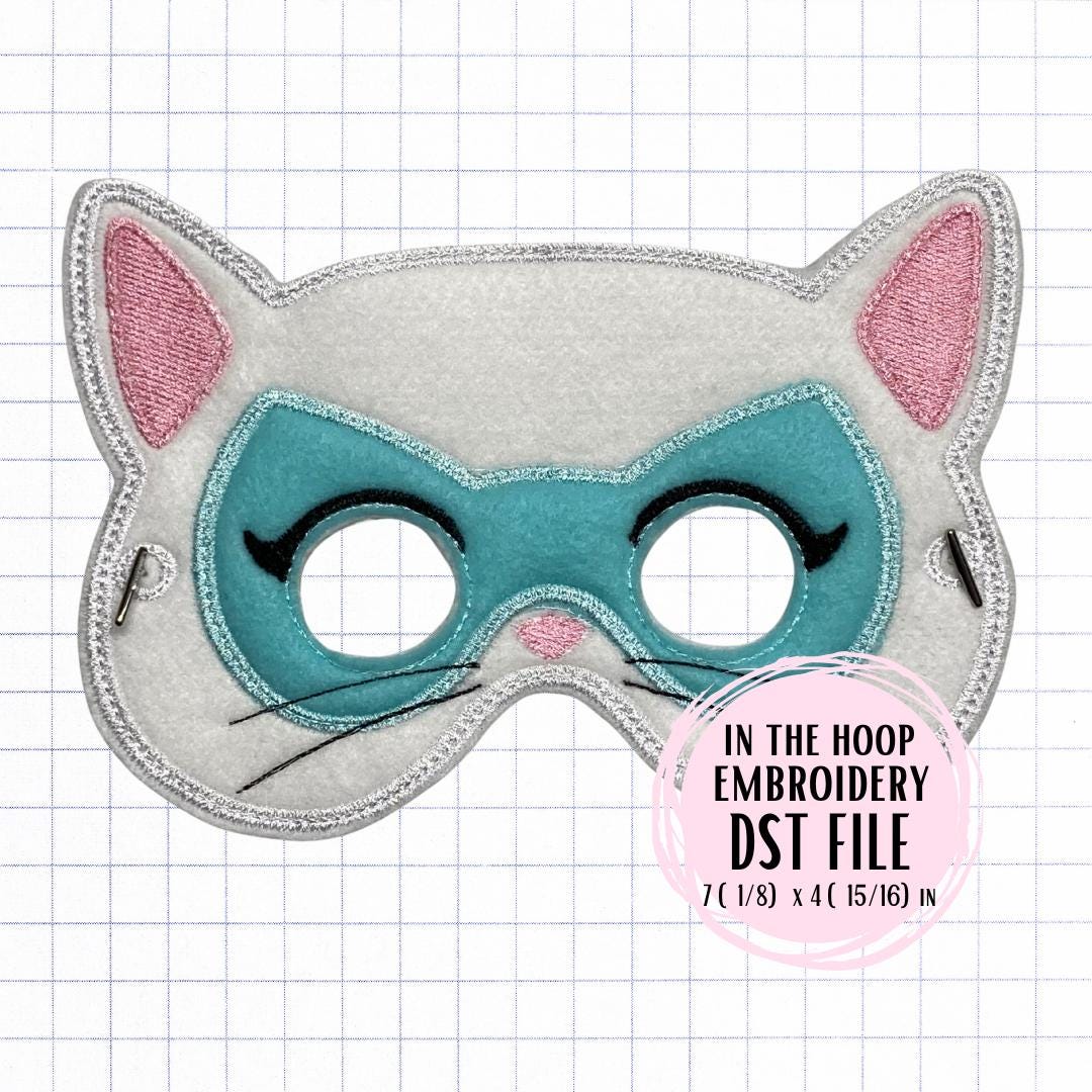 In the Hoop Mask (ITH) DST/PES Embroidery File - Halloween Kitty Hero ...