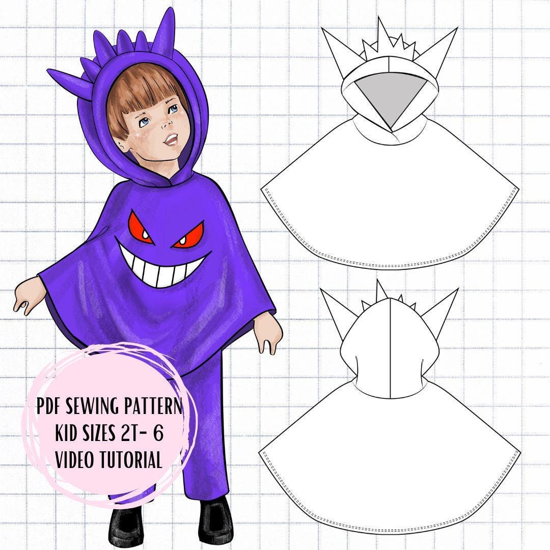 PDF Kids Purple Ghost Poncho Sewing Pattern - Halloween Ghost Cape ...