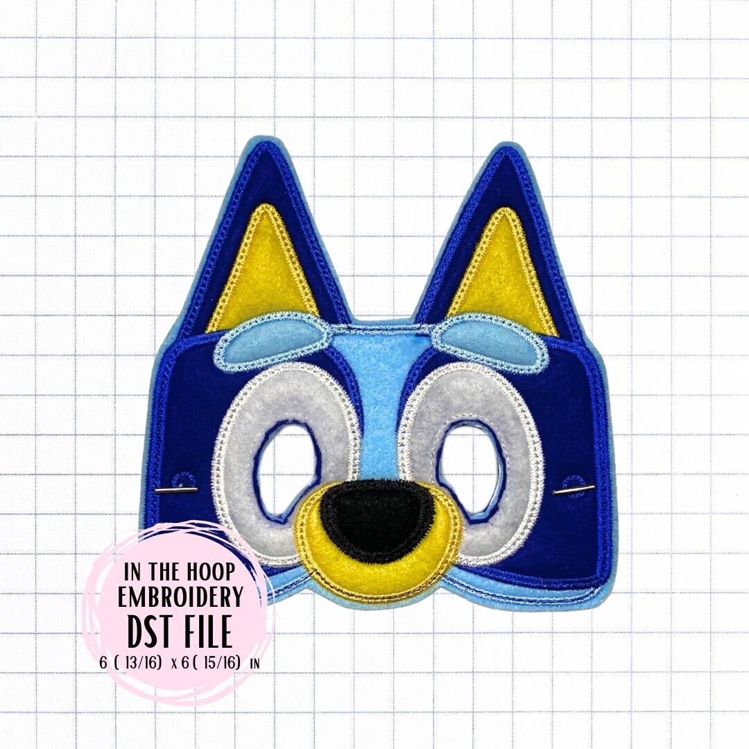 In the Hoop Mask (ITH) DST Embroidery File - Halloween Blue Dog Dressup ...