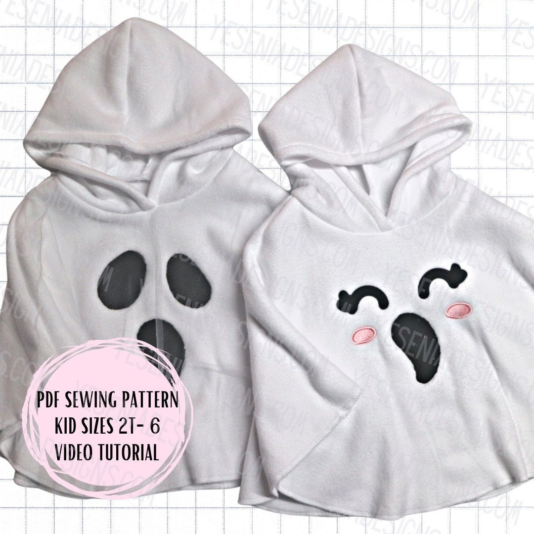 PDF Kids Spooky Surprised Girly Lashes Ghost Poncho Sewing Pattern ...