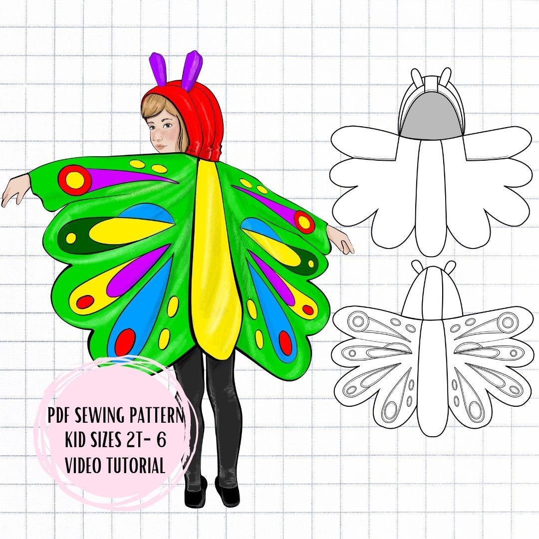Butterfly Bug Cape PDF Sewing Pattern Kids Sizes 2T-6 Halloween ...