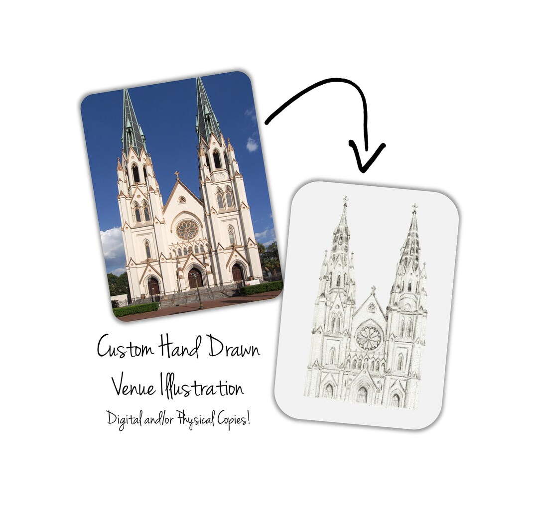 Custom Hand Drawn Venue Sketch | Venue Illustration | Church ...