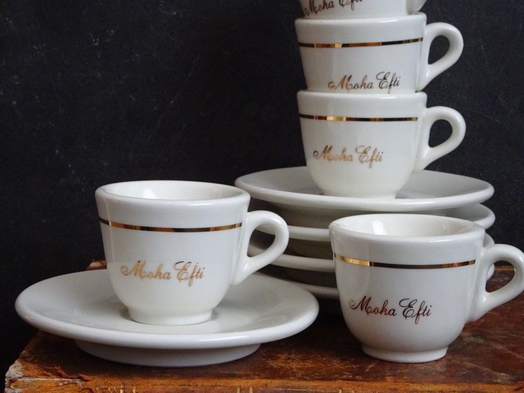 SET of 2 Coffee Cup Set .vintage Thick Bar Espresso Coffee Cups ...
