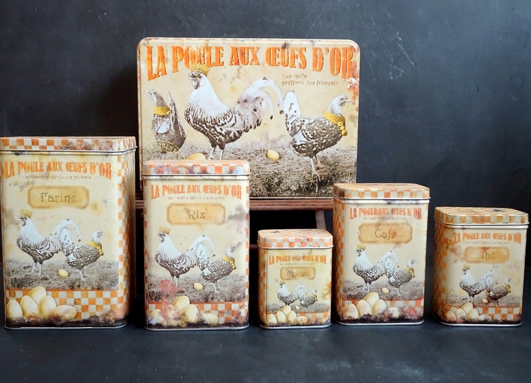 French Kitchen Canister Set. Kitchen Tin. English Farmhouse Kitchen ...