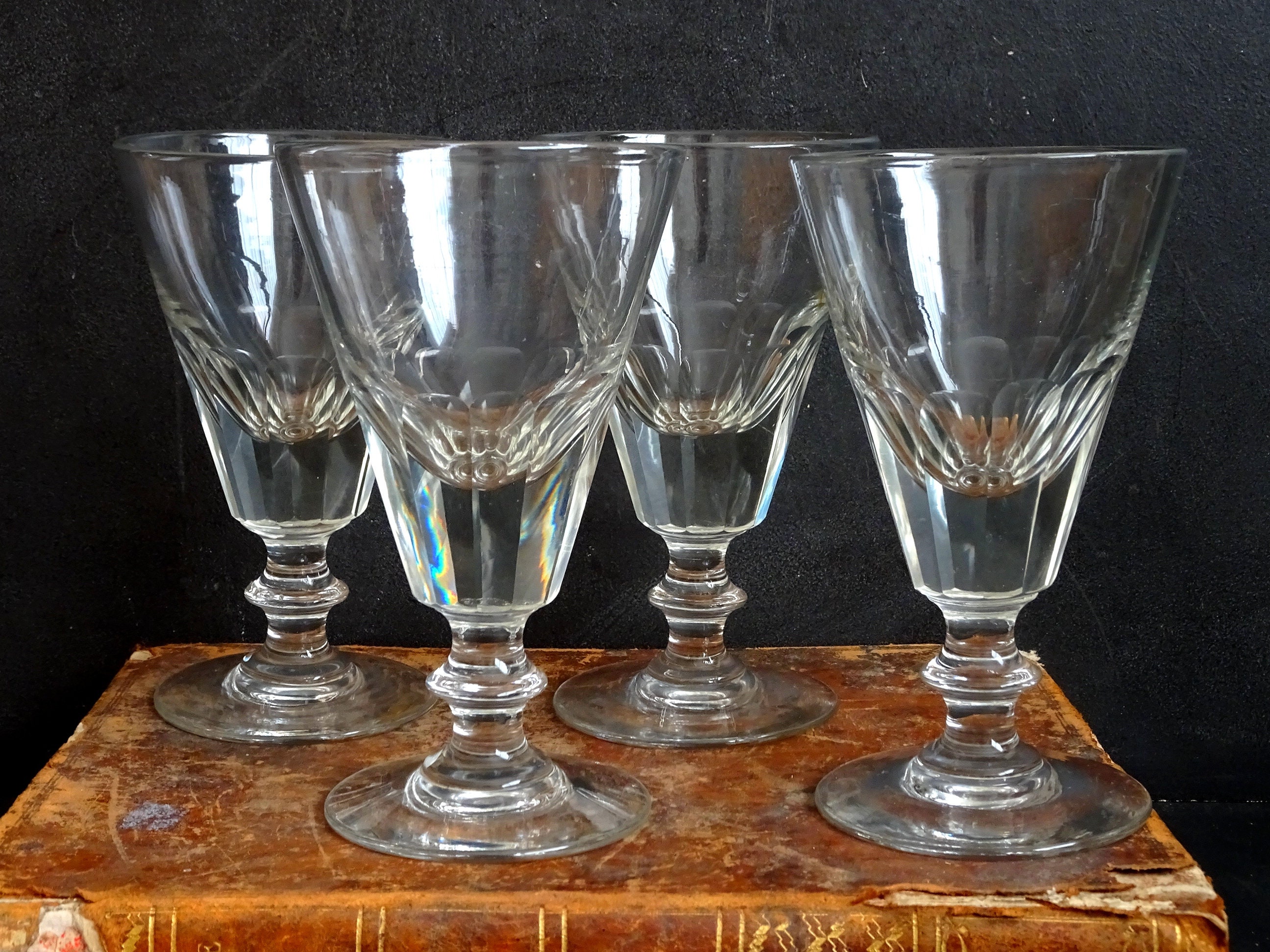 French Absinthe Drinking Glasses. Set of 4. Antique French Glassware ...