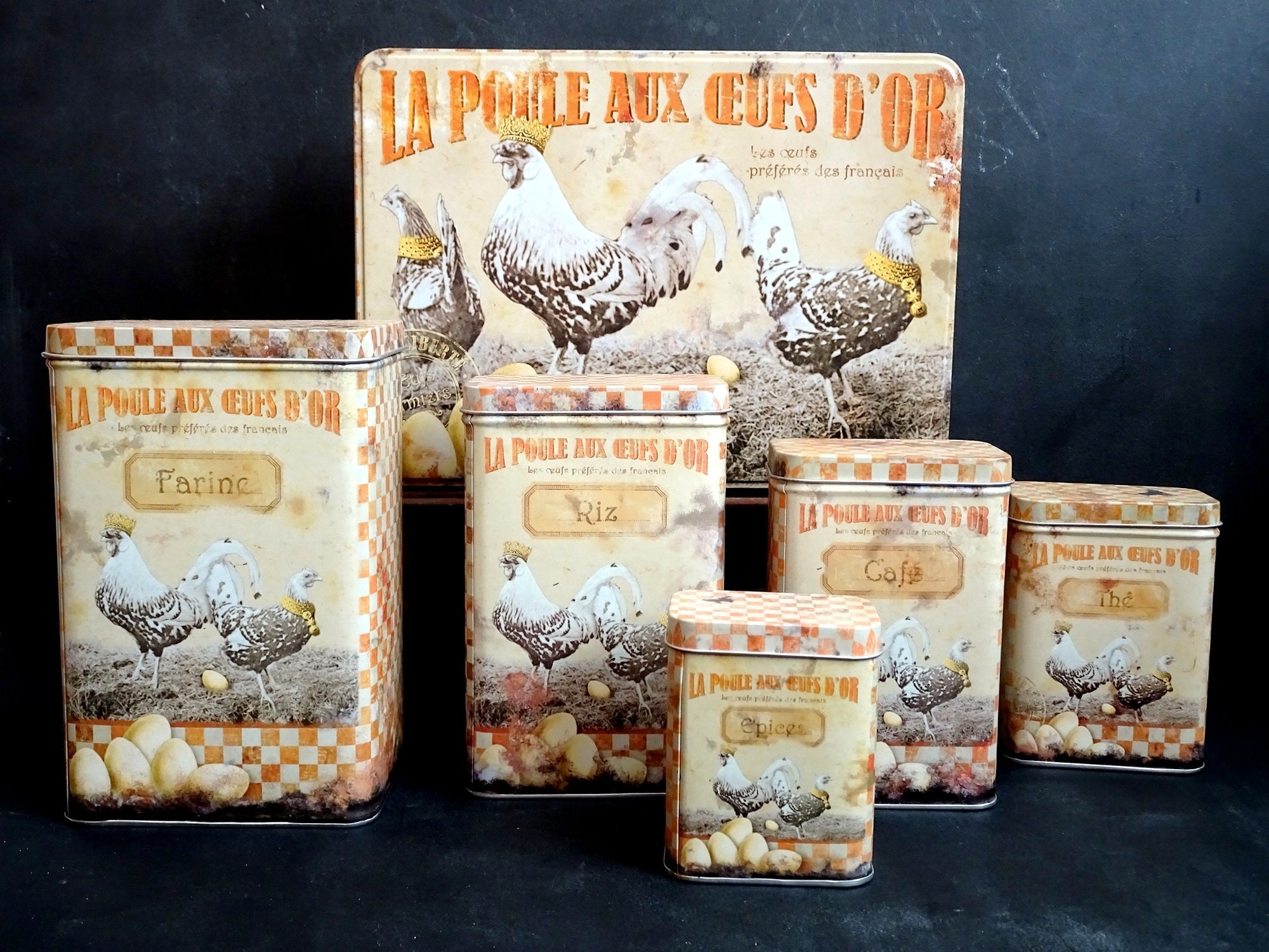 French Kitchen Canister Set. Kitchen Tin. English Farmhouse - Etsy