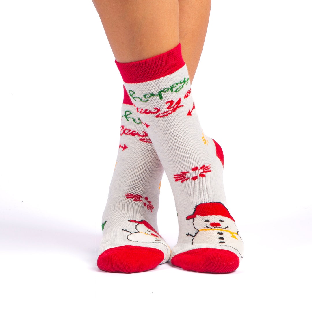 Sock Snowmen, Happy New Year Warm Socks for Mom Gifts, Teacher Socks ...