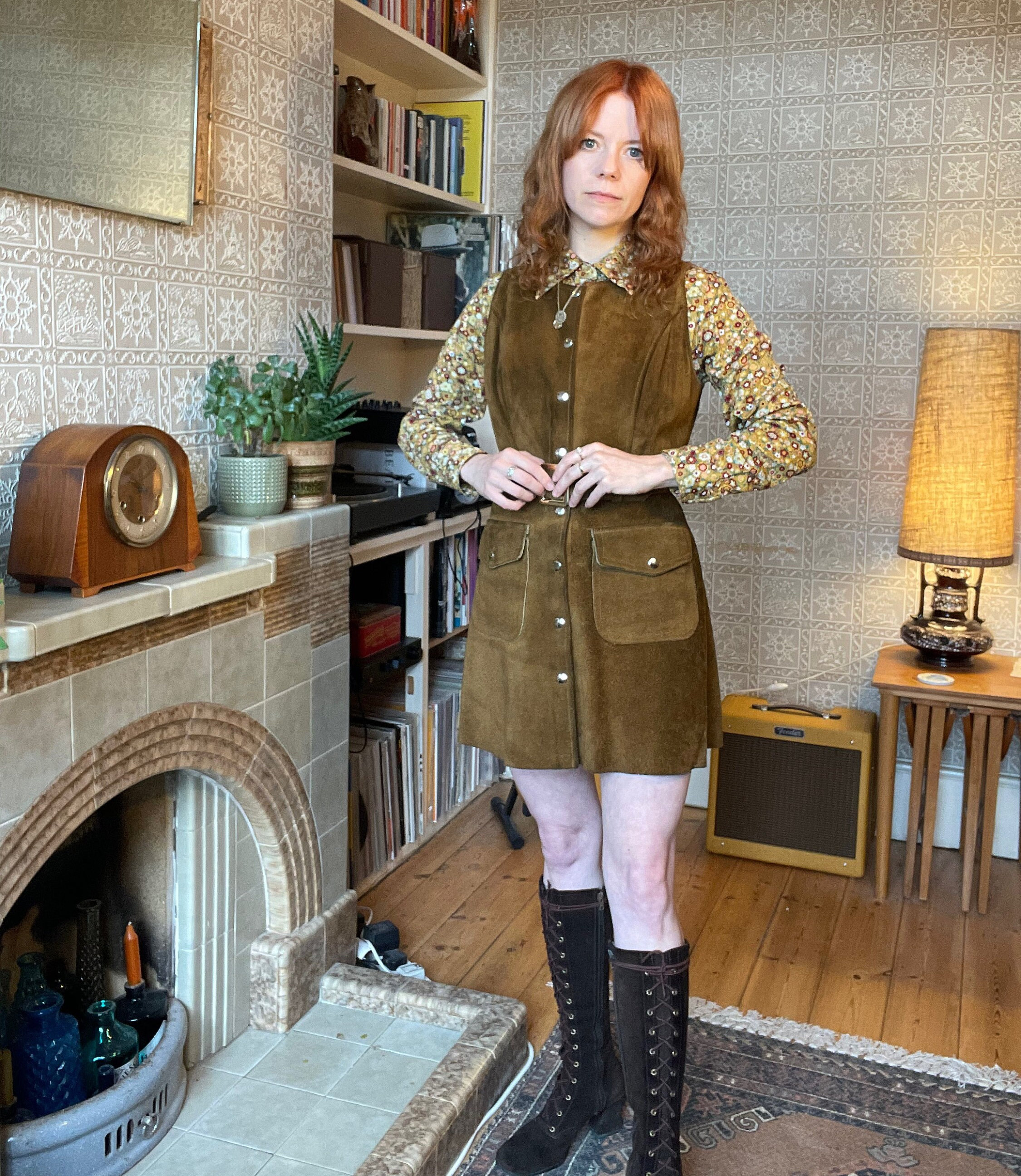 Vintage 60s Suede Mini Dress Pinafore - Etsy