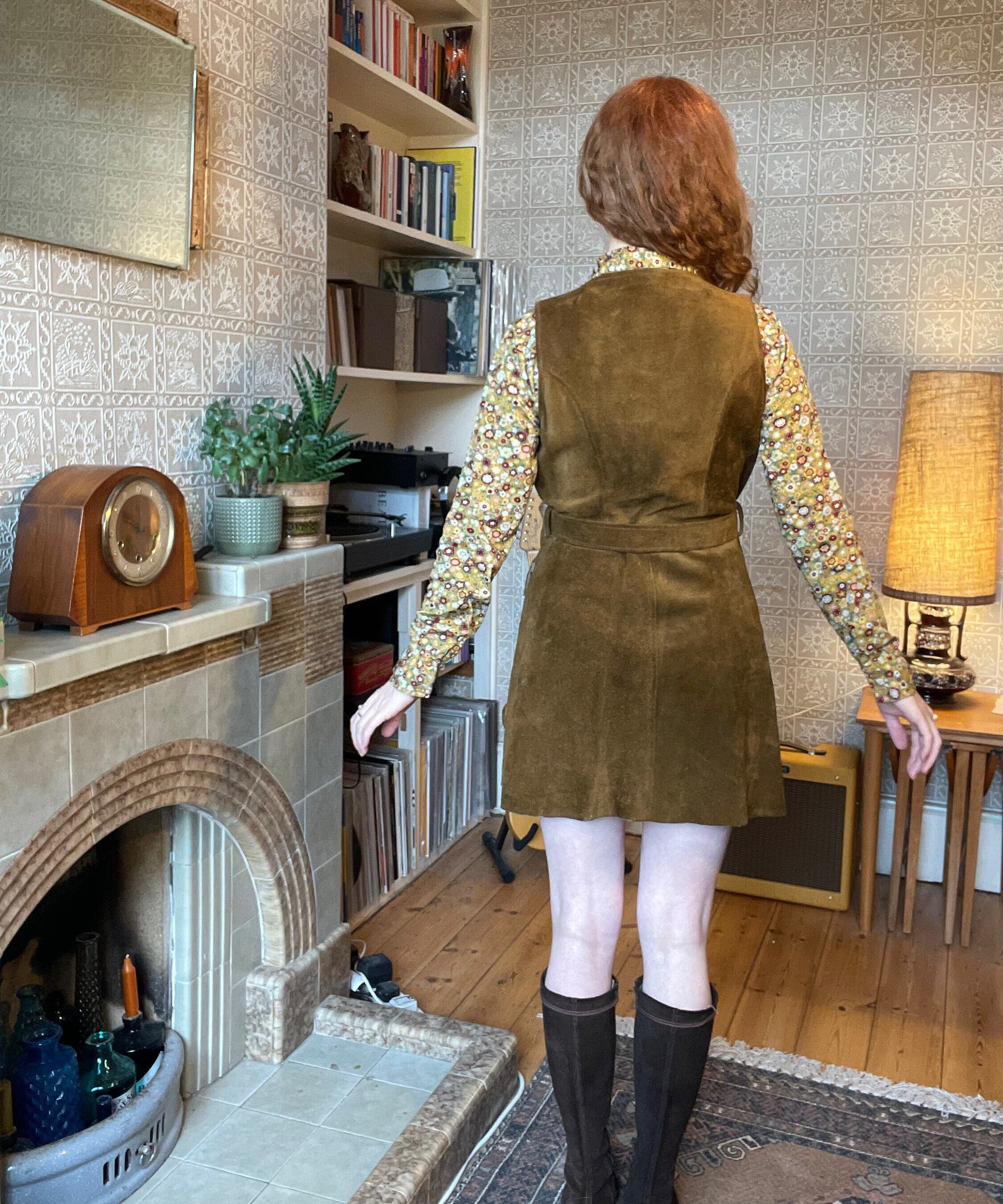 Vintage 60s Suede Mini Dress Pinafore - Etsy