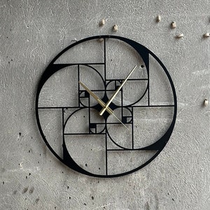 Extra Large Metal Wall Clock Fibonacci Spiral Wall Clock Mid - Etsy